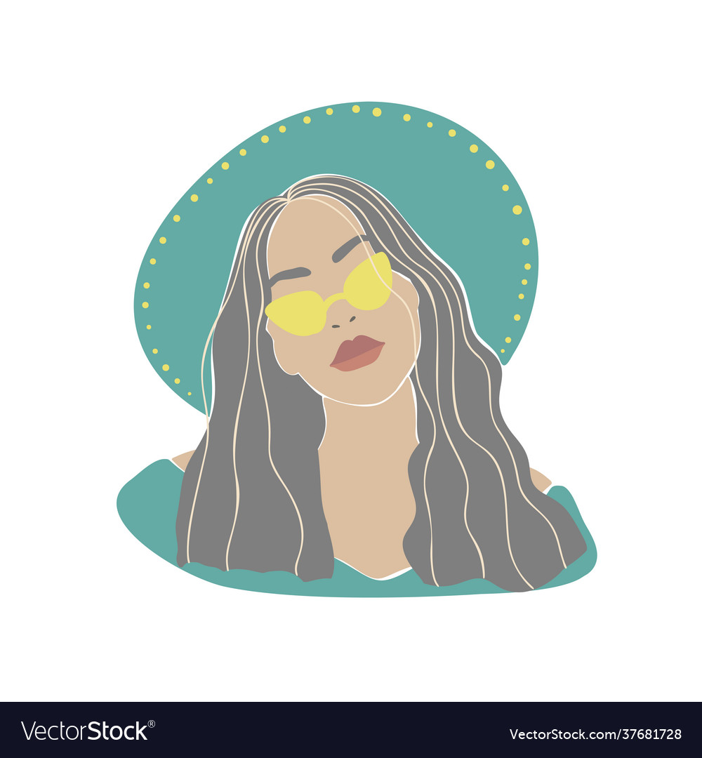 Trendy Girl Hat Glasses Drawn Great Design Vector Image
