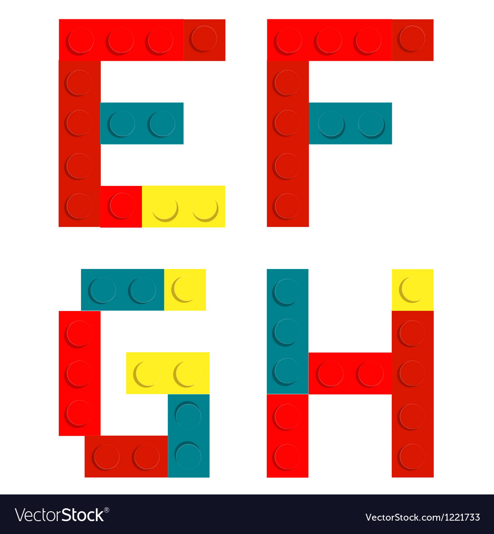 Alphabet set made of toy construction brick blocks