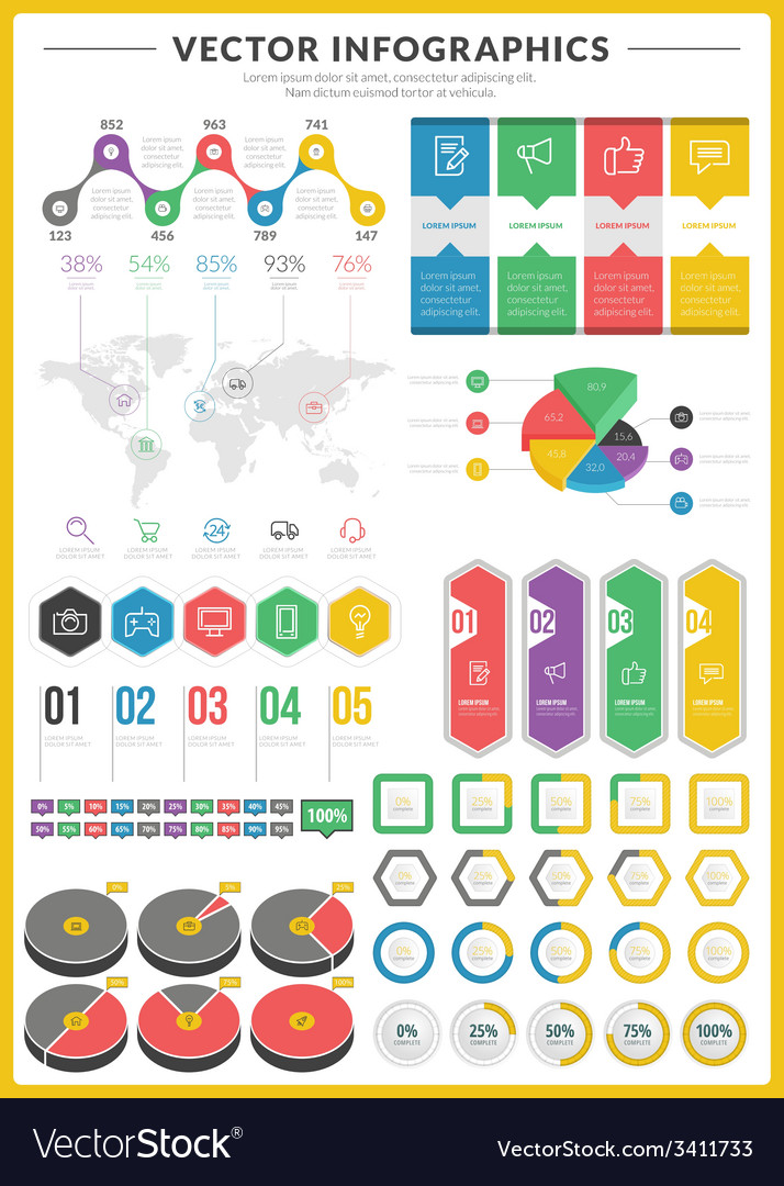 Big pack of data visualization infographics Vector Image