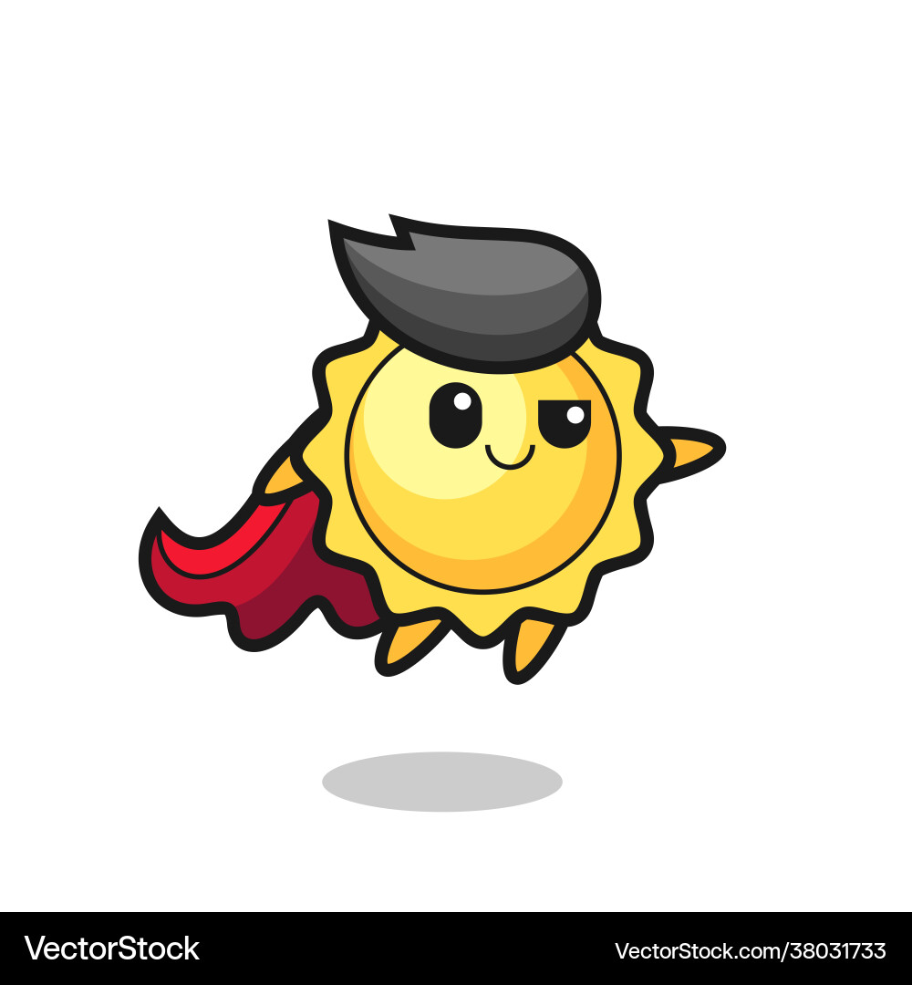 Cute sun superhero character is flying Royalty Free Vector