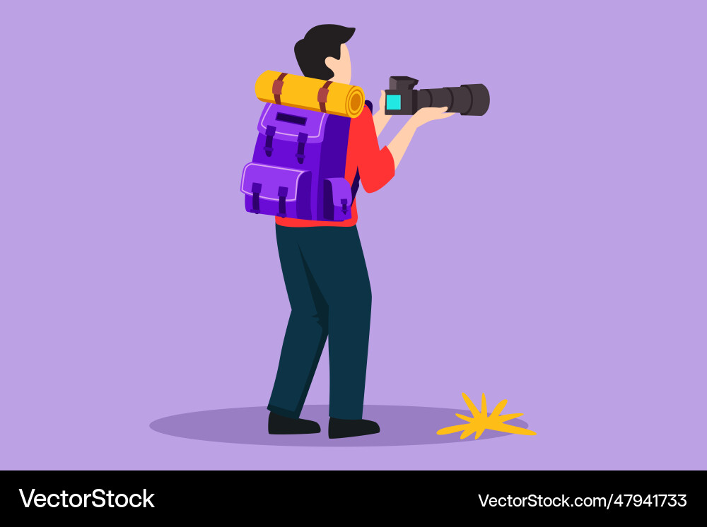Graphic flat design drawing back view of young Vector Image