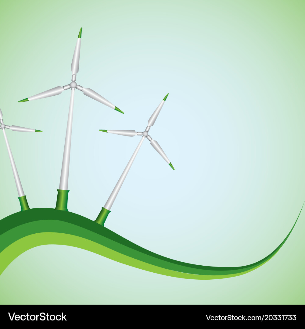 Green energy wind turbines generator Royalty Free Vector