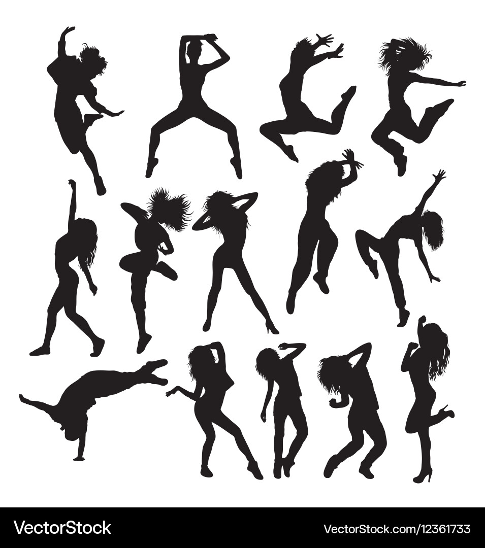 Happy hip hop silhouettes Royalty Free Vector Image