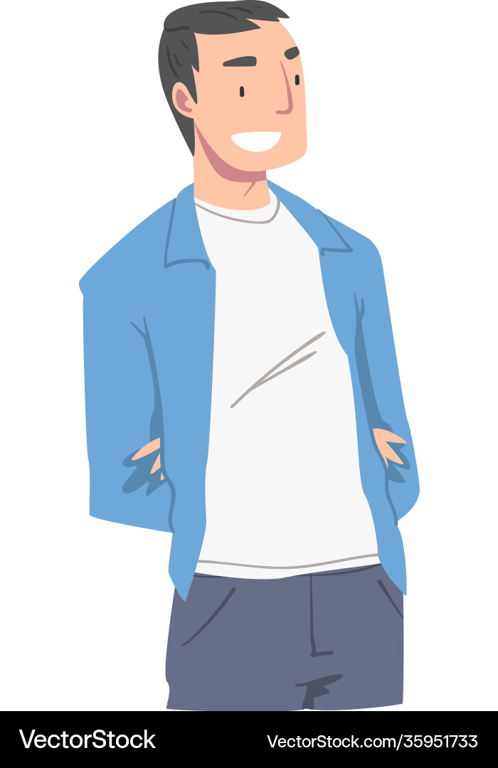 Happy male character smiling with joy Royalty Free Vector