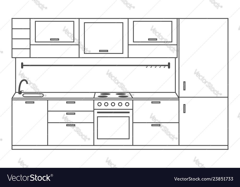 Kitchen interior Royalty Free Vector Image - VectorStock