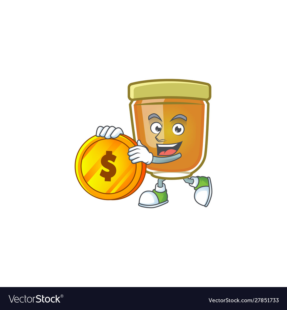 Liquid Honey Cartoon Character With Mascot Bring Vector Image