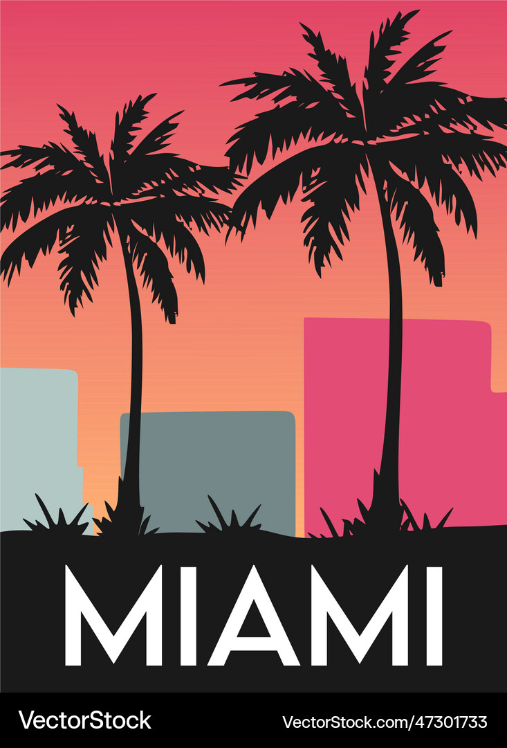 Miami city with beautiful view Royalty Free Vector Image