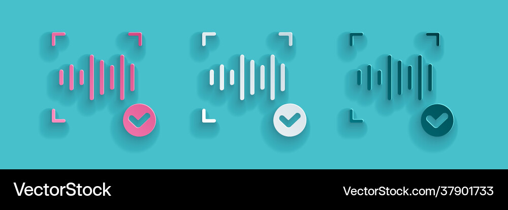 Paper cut voice recognition icon isolated on blue Vector Image