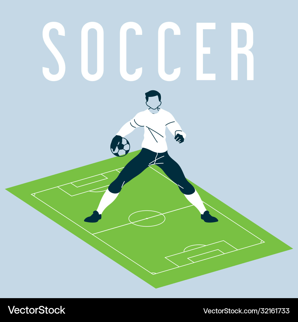 Soccer goalkeeper with ball template Royalty Free Vector