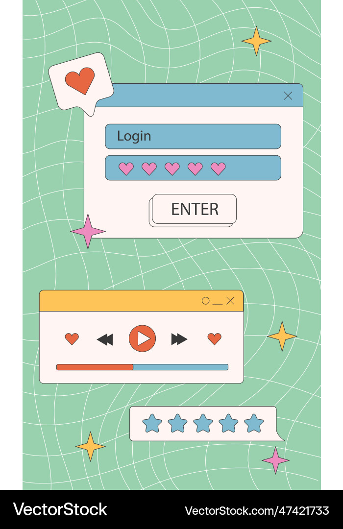 Social media stories retro groovy interface Vector Image