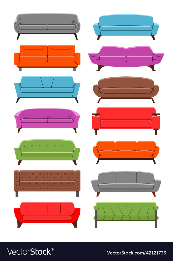 Sofa settee couch set Royalty Free Vector Image