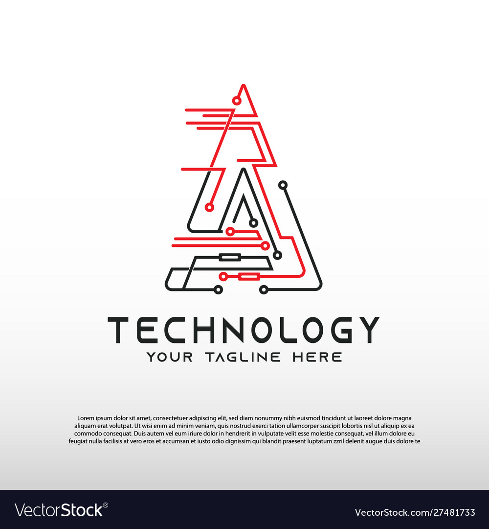 Technology logo with initial a letter element Vector Image