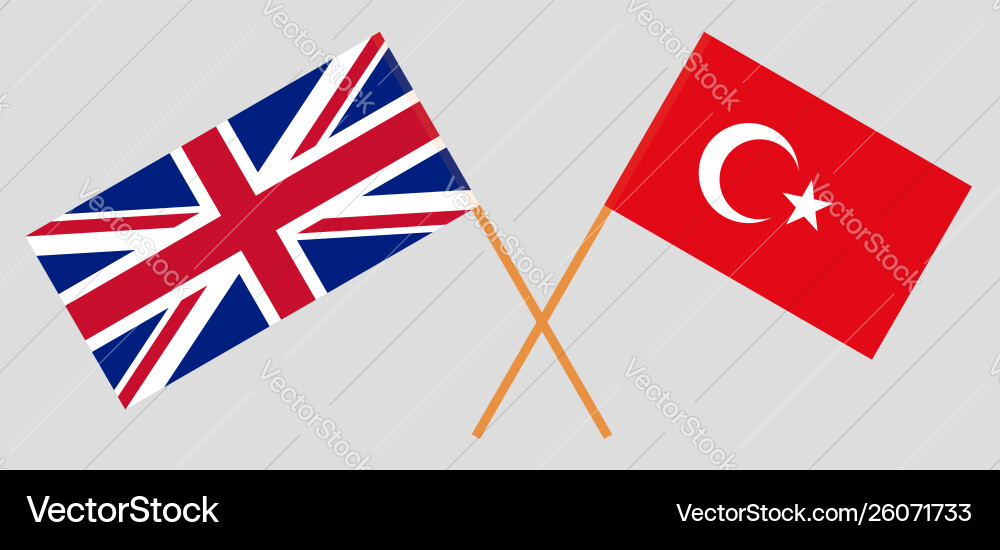 Uk and turkey british turkish flags Royalty Free Vector