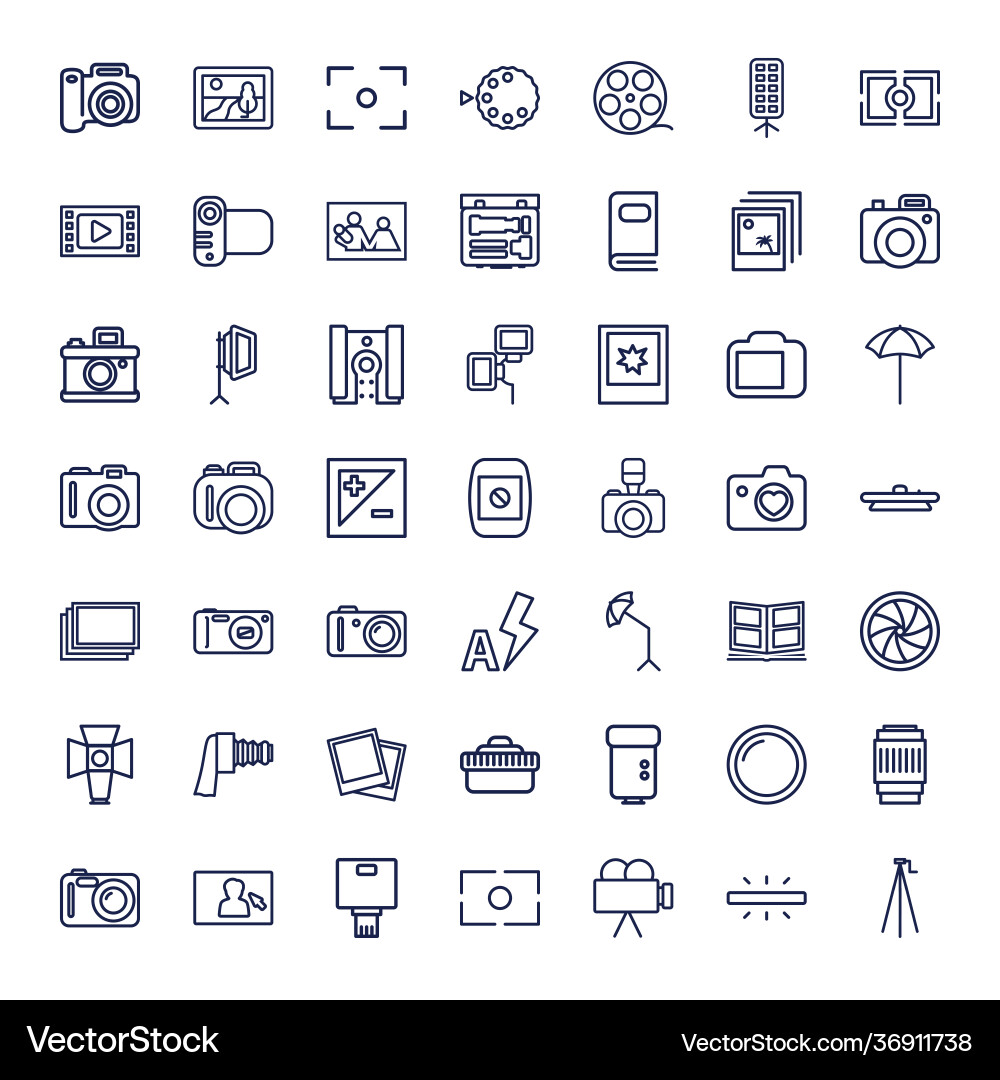 49 photography icons Royalty Free Vector Image