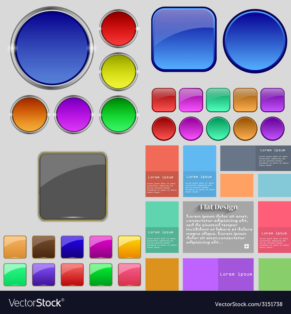 Big set of different colored buttons trendy modern