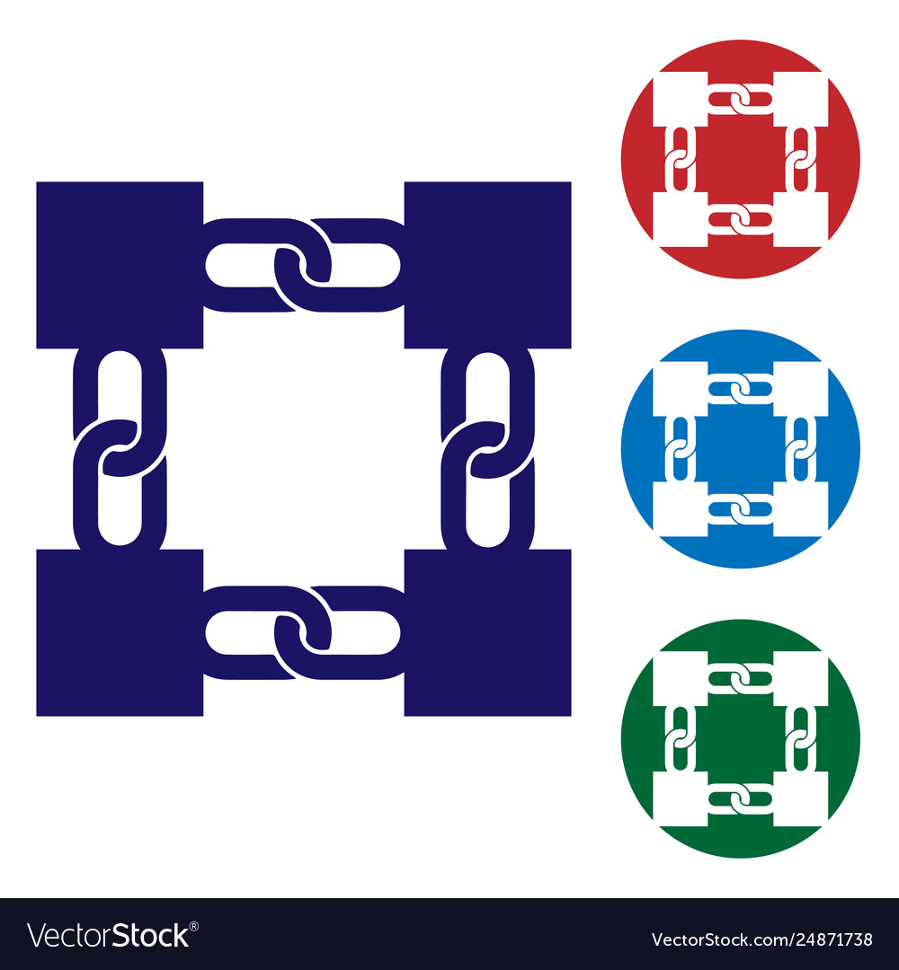 Blue blockchain technology icon on white Vector Image Blue blockchain technology icon on white Vector Image
