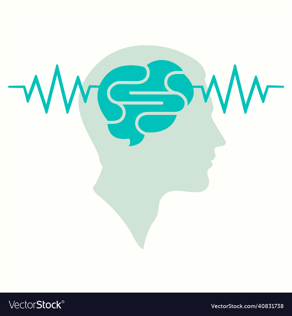 Brain activity waves Royalty Free Vector Image