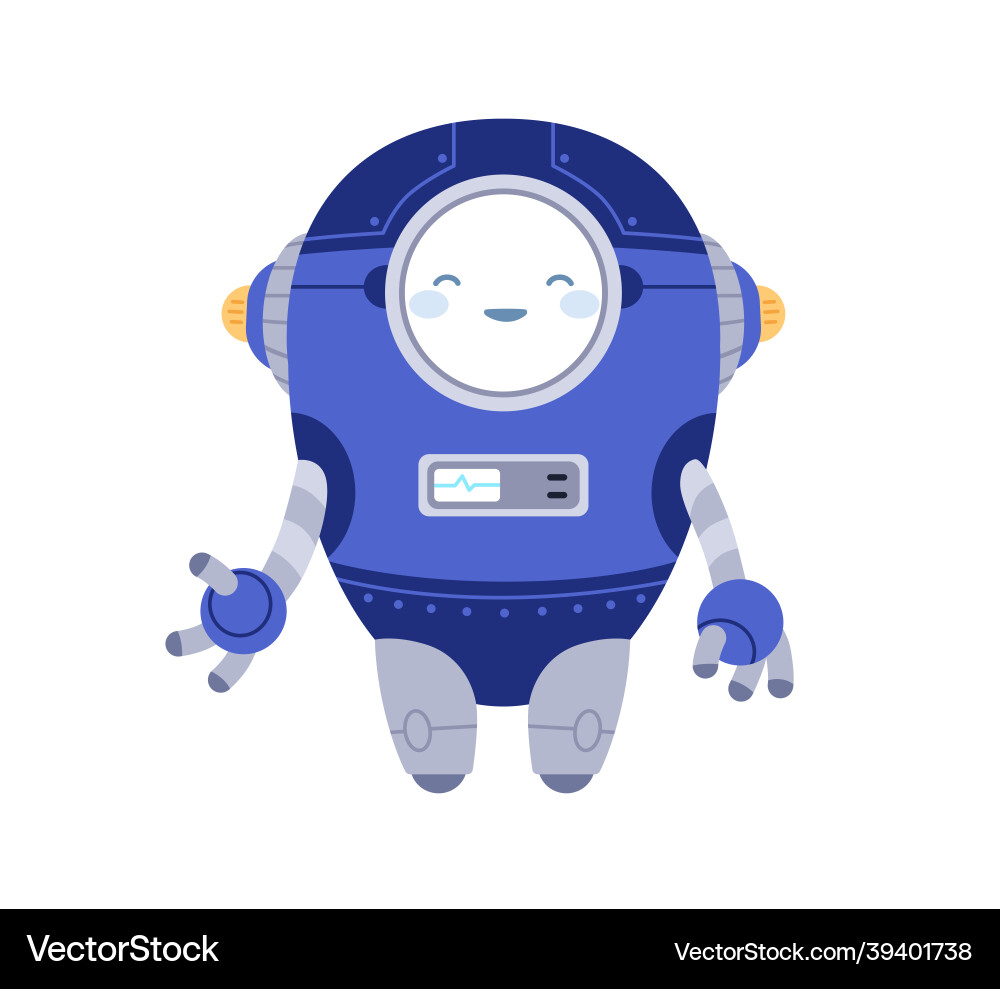 Cute funny robot smiling childish bot toy Vector Image