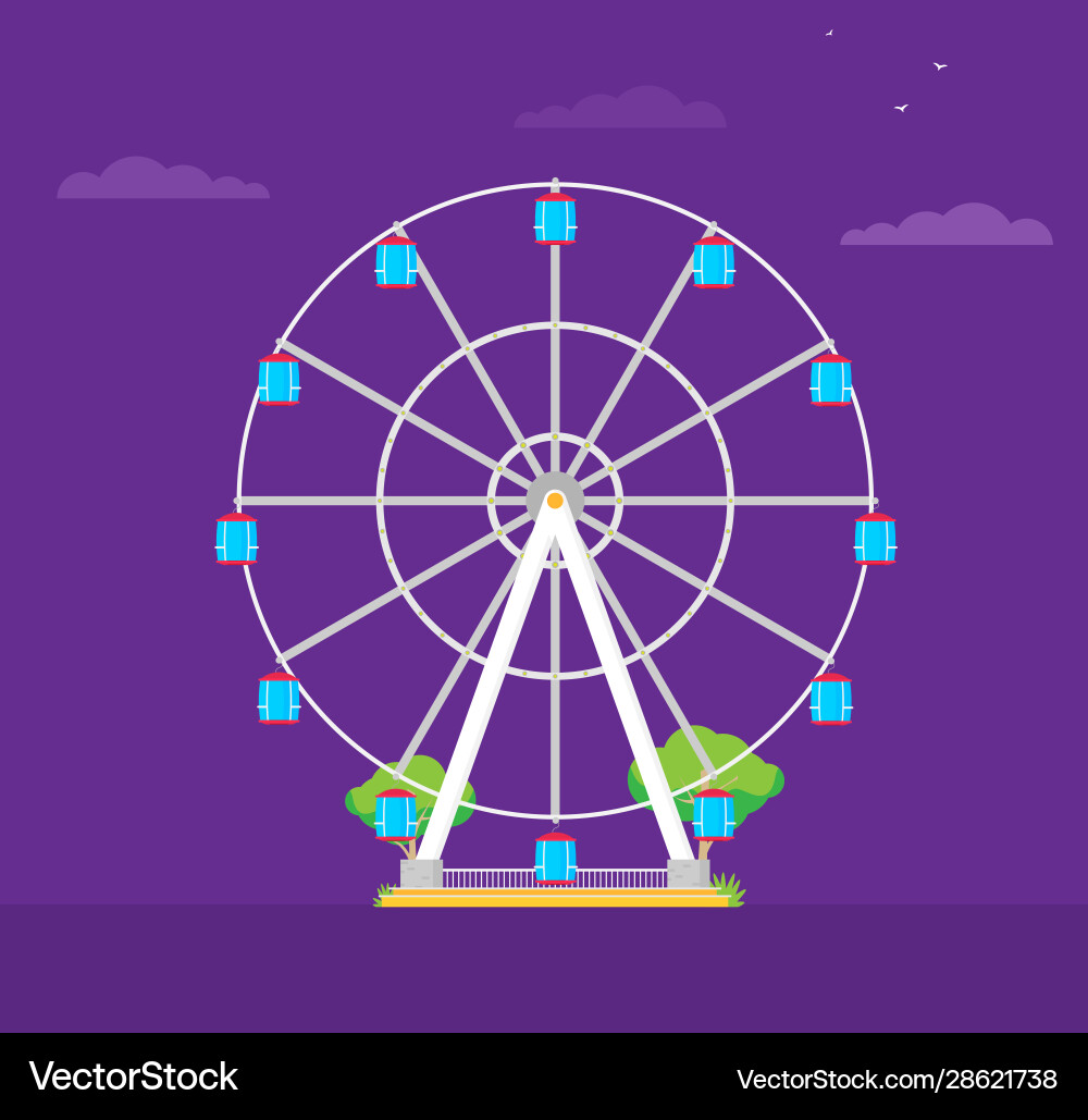 Ferris wheel in flat style Royalty Free Vector Image
