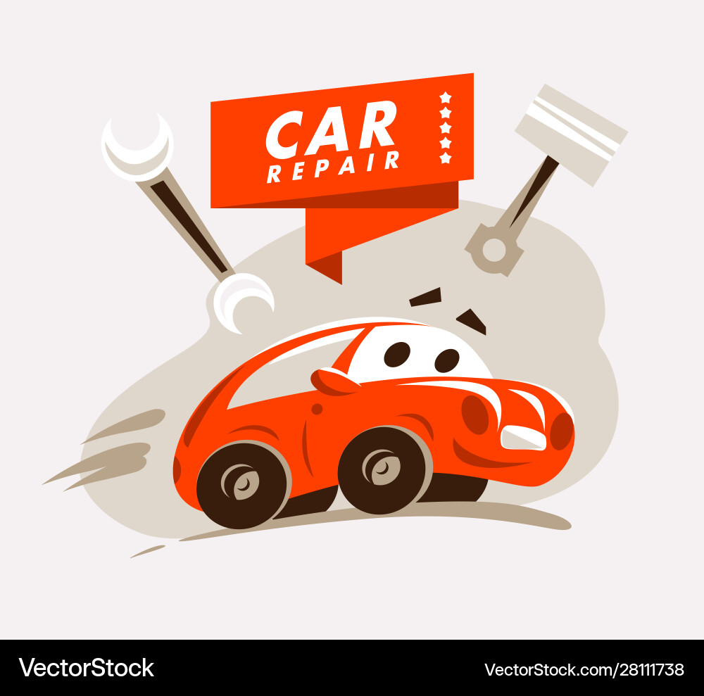 Flat car repair service emblem design auto Vector Image