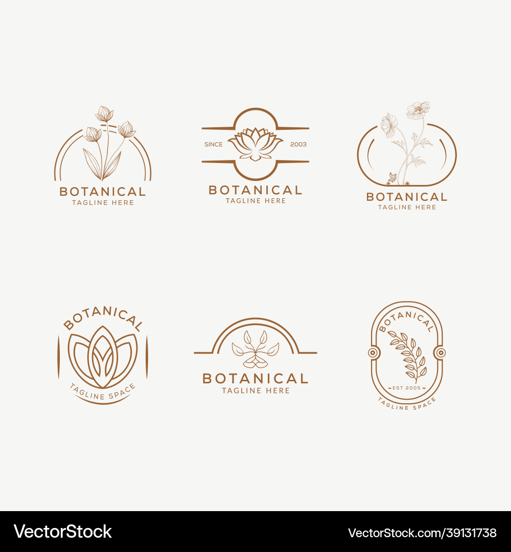 Floral element botanical hand drawn logo with wild