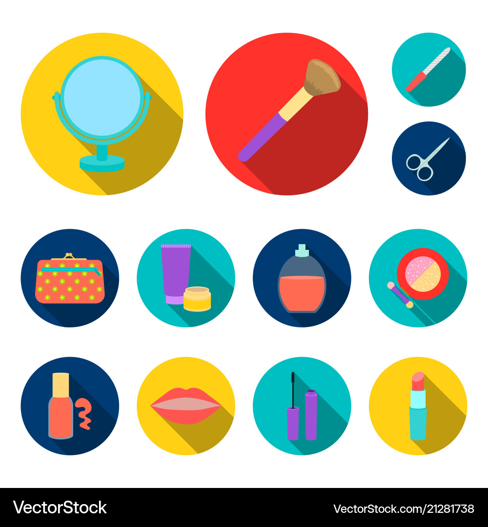 Makeup and cosmetics flat icons in set collection Vector Image