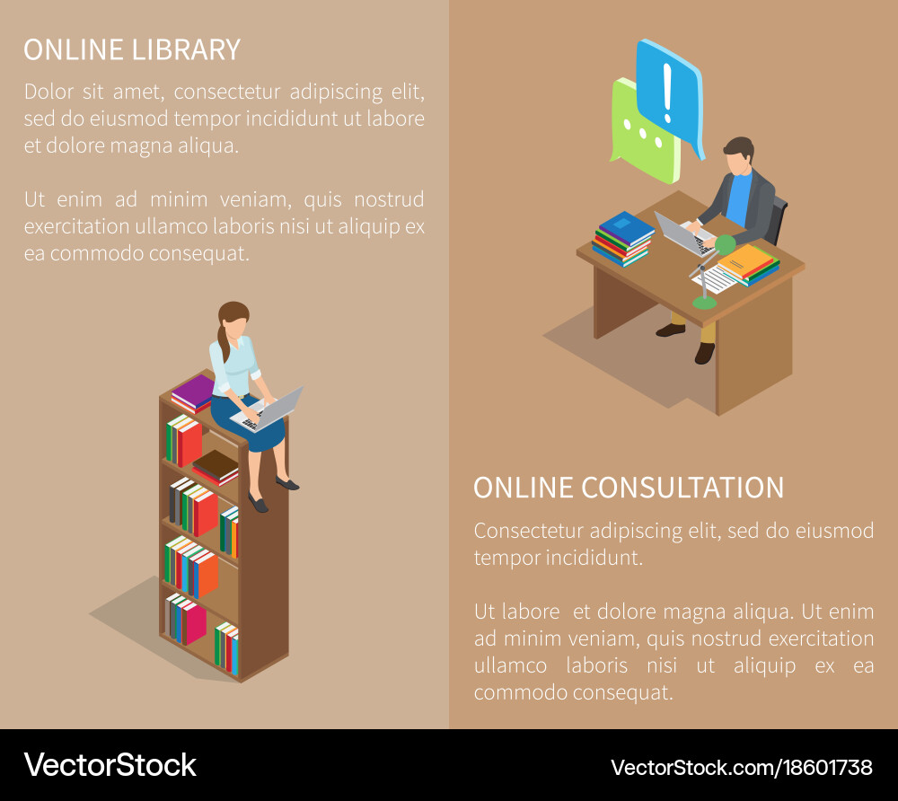 Online library and consultation template poster Vector Image