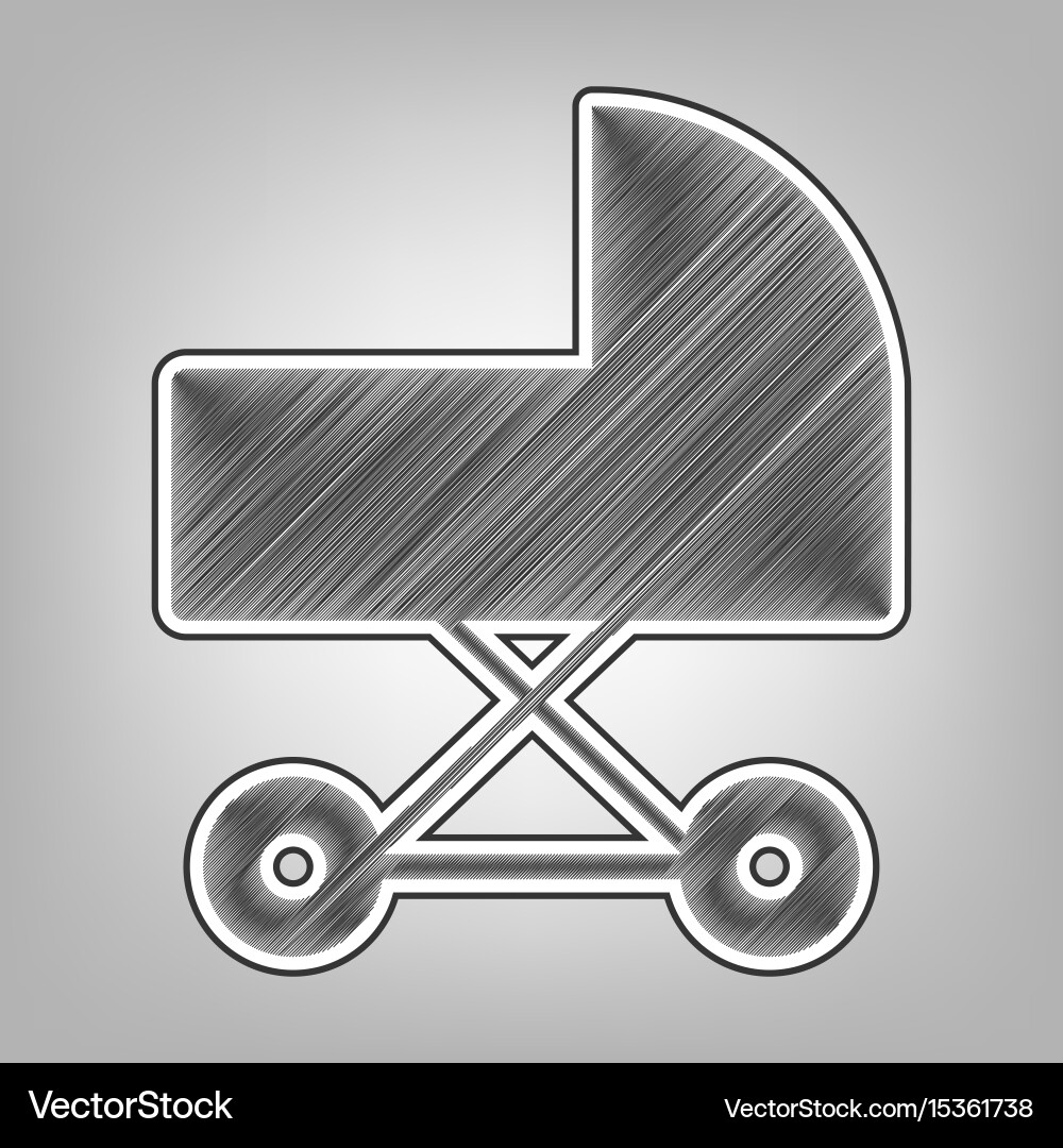 Pram sign pencil sketch Royalty Free Vector Image