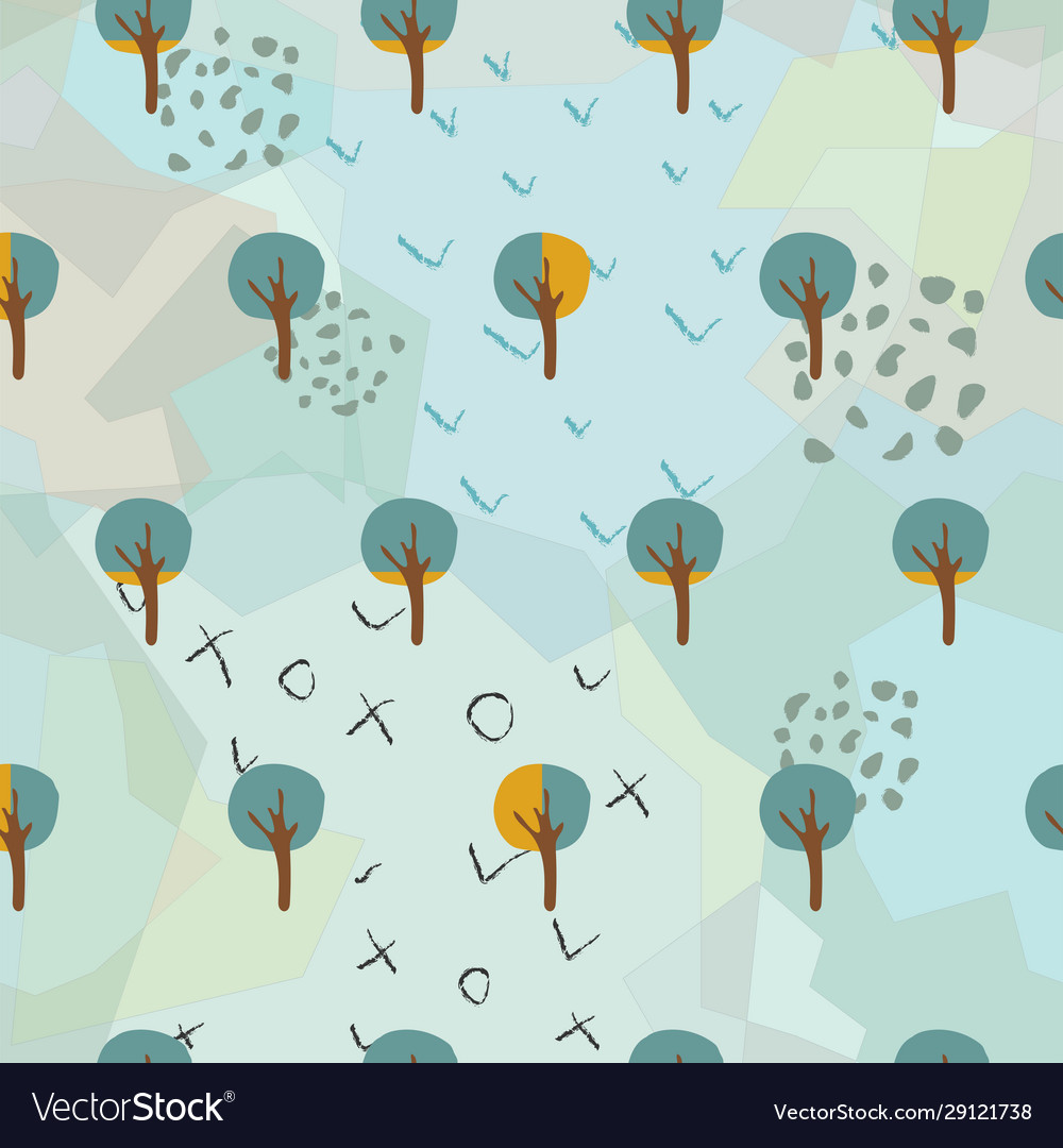 Seamless tree pattern with small trees on dotted Vector Image