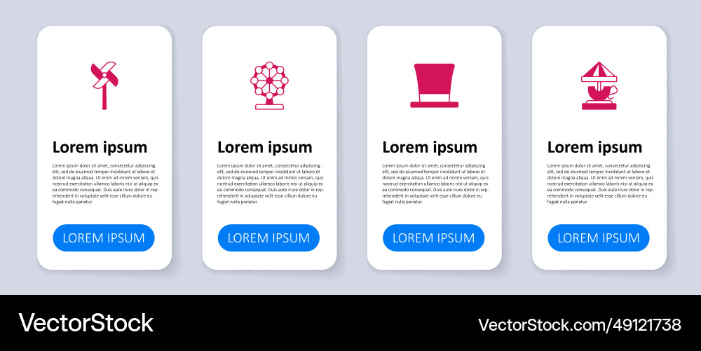 Set attraction carousel cylinder hat ferris wheel Vector Image