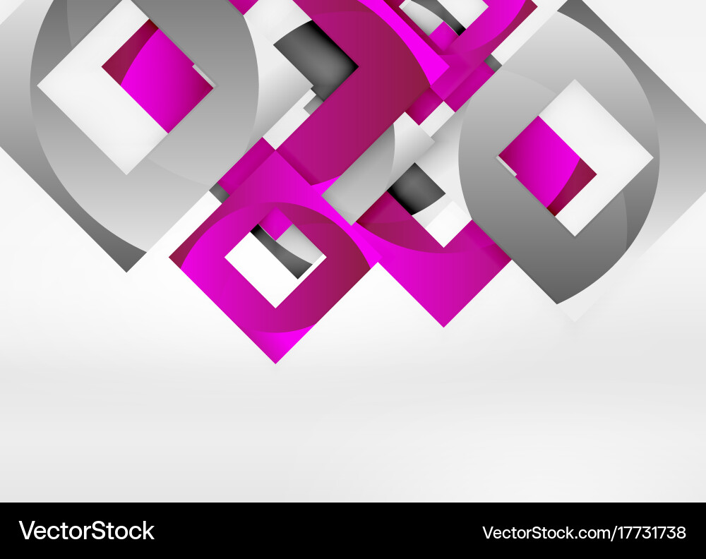 Squares geometric shapes in light grey 3d space Vector Image