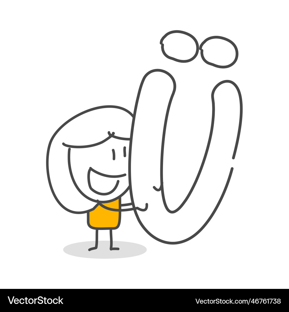 Stick figures alphabet hand drawn doodle line art Vector Image