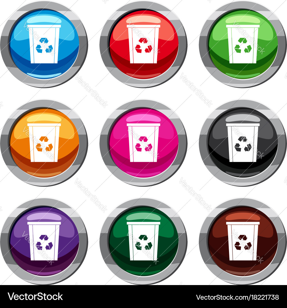 Trash bin with recycle symbol set 9 collection Vector Image