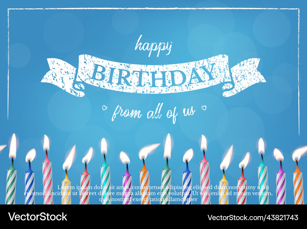 Birthday blue greeting card design template Vector Image