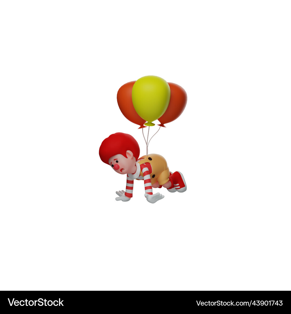 Clown boy 3d cartoon has a weird Royalty Free Vector Image