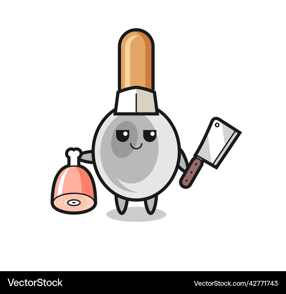 Cooking spoon character as a butcher Royalty Free Vector