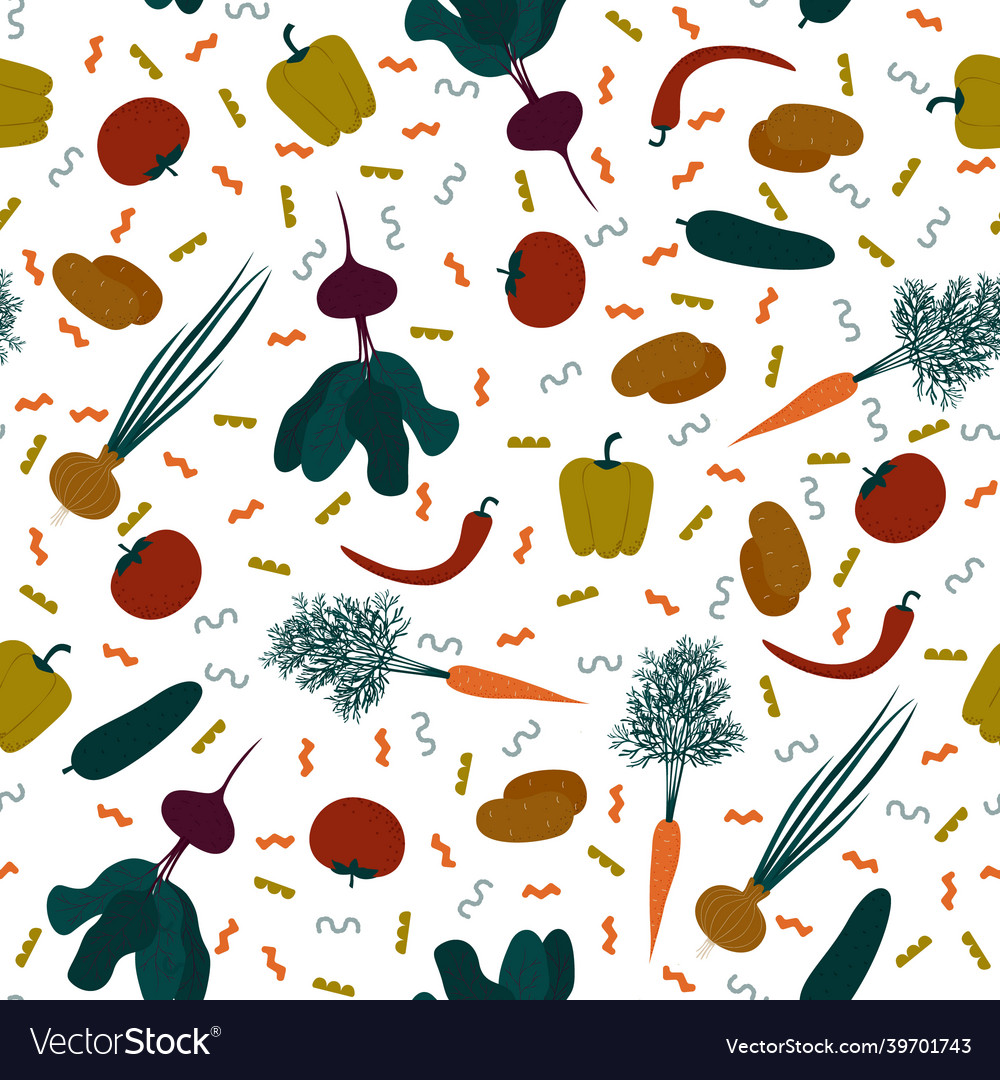 Cute vegetables seamless pattern background Vector Image