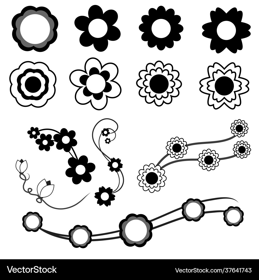 Flower icon set on white background Royalty Free Vector