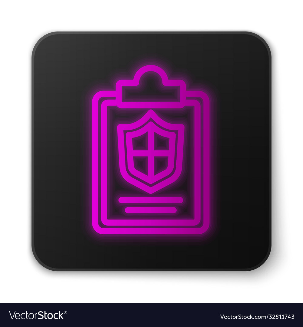Glowing neon line document with shield icon Vector Image