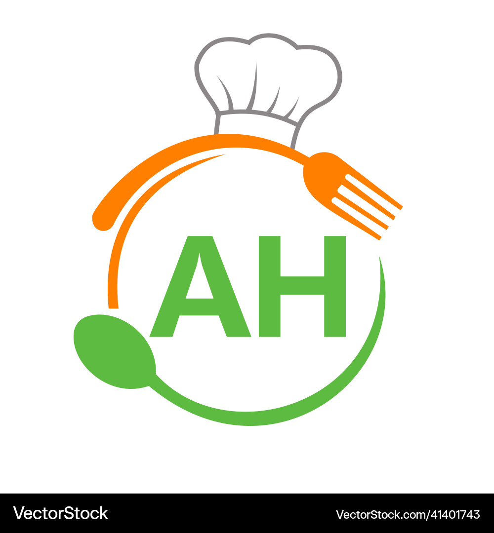 Letter ah restaurant logo with chef hat spoon Vector Image