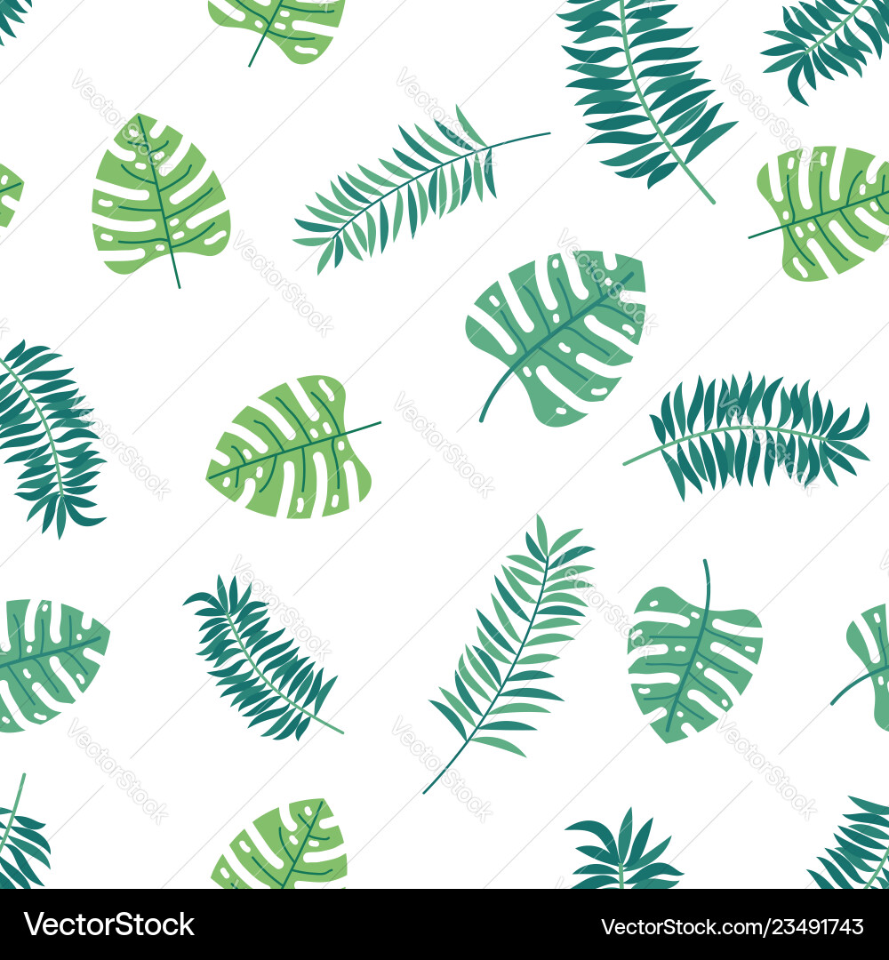 Loral paradise tropic seamless pattern with green Vector Image