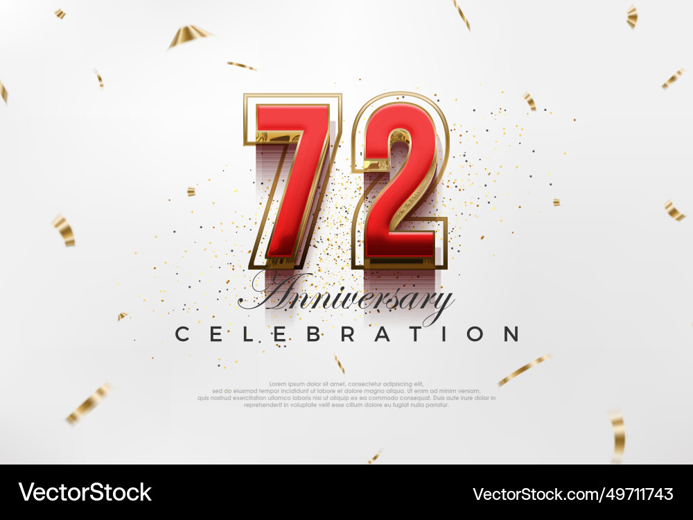 Modern 72nd anniversary design with luxury Vector Image