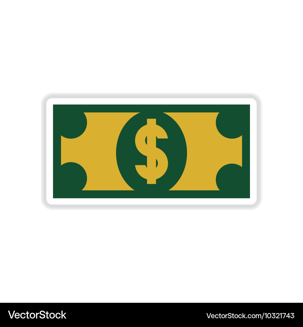 Paper sticker on white background dollar banknote Vector Image