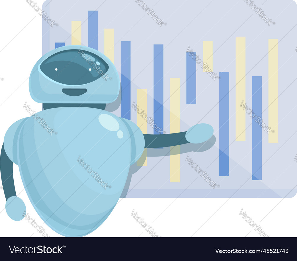 Trade graph bot icon cartoon money Royalty Free Vector Image