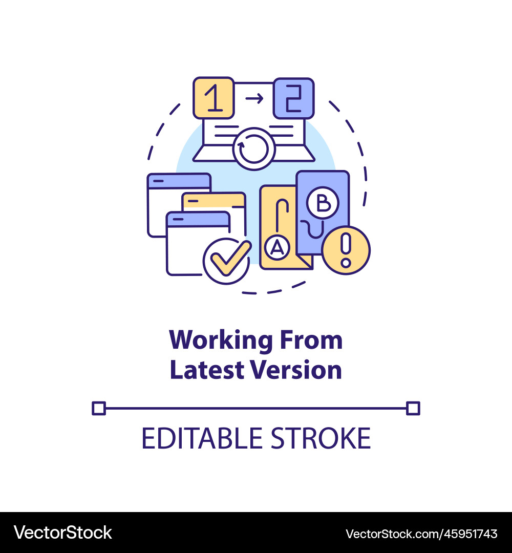 Working from latest version concept icon Vector Image