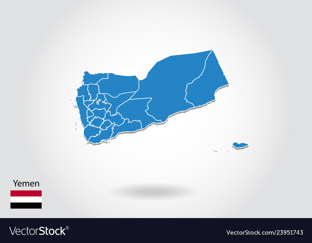 Yemen Map Design With 3d Style Blue Map Royalty Free Vector
