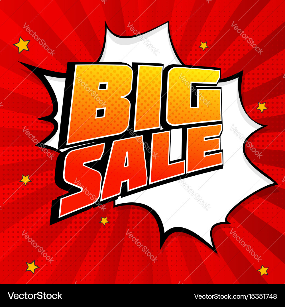 Big sale pop art splash background explosion Vector Image