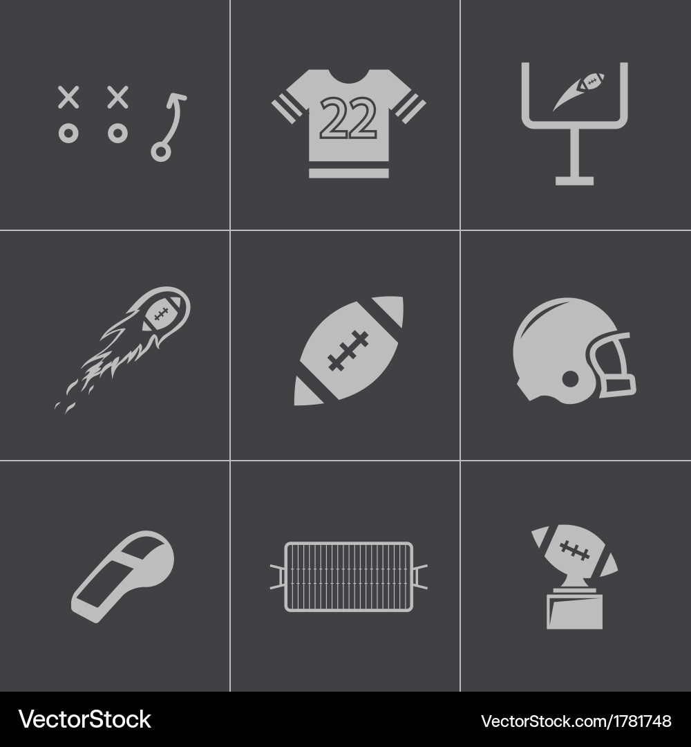 Black football icons set Royalty Free Vector Image