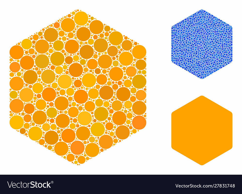 Filled hexagon composition icon circle dots Vector Image