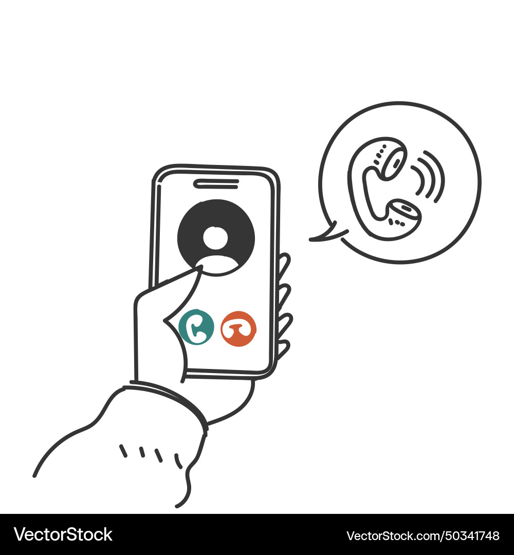 Hand drawn doodle incoming call phone icon Vector Image